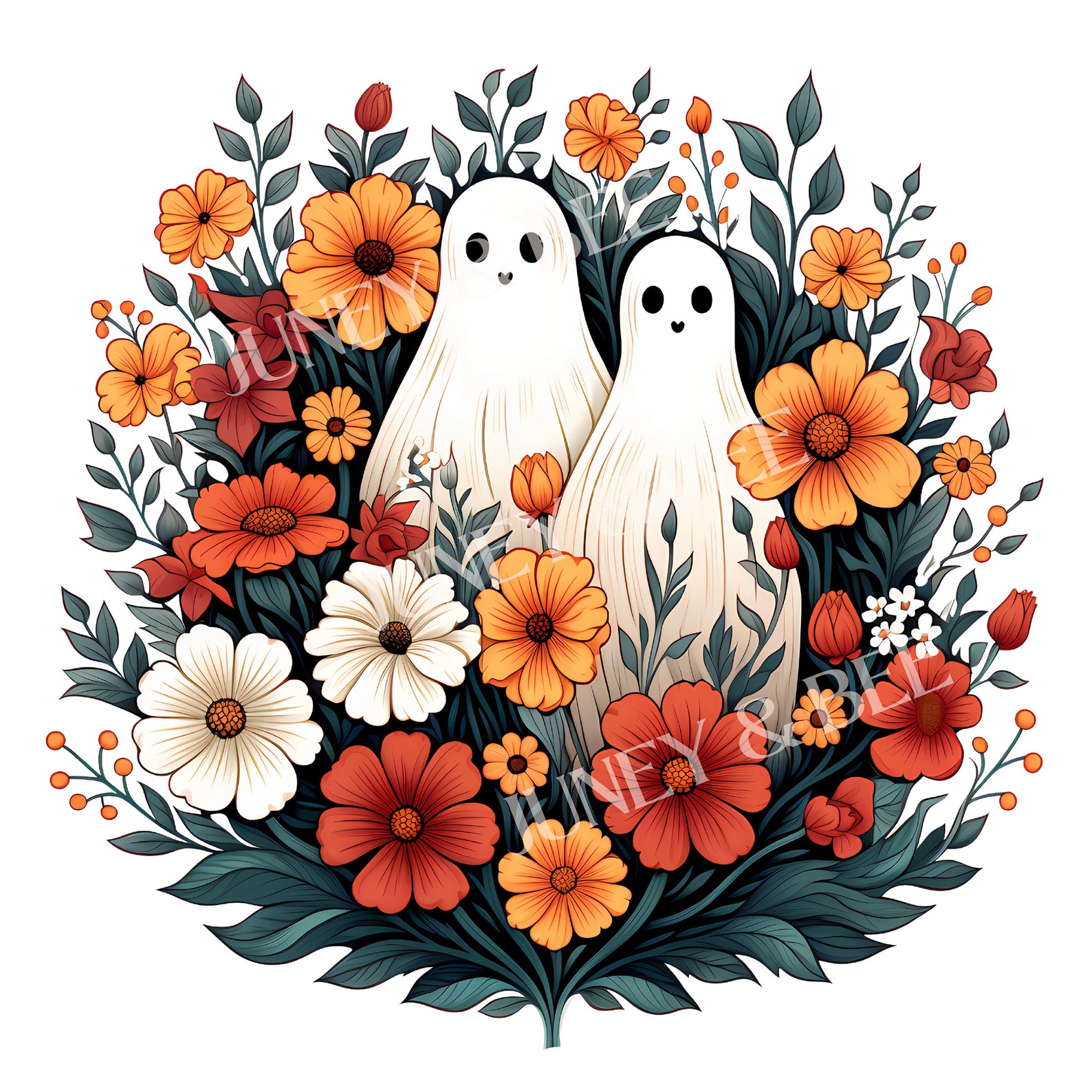 Commercial Use OK Boho Wildflower Ghost PNG Halloween Ghost - Etsy