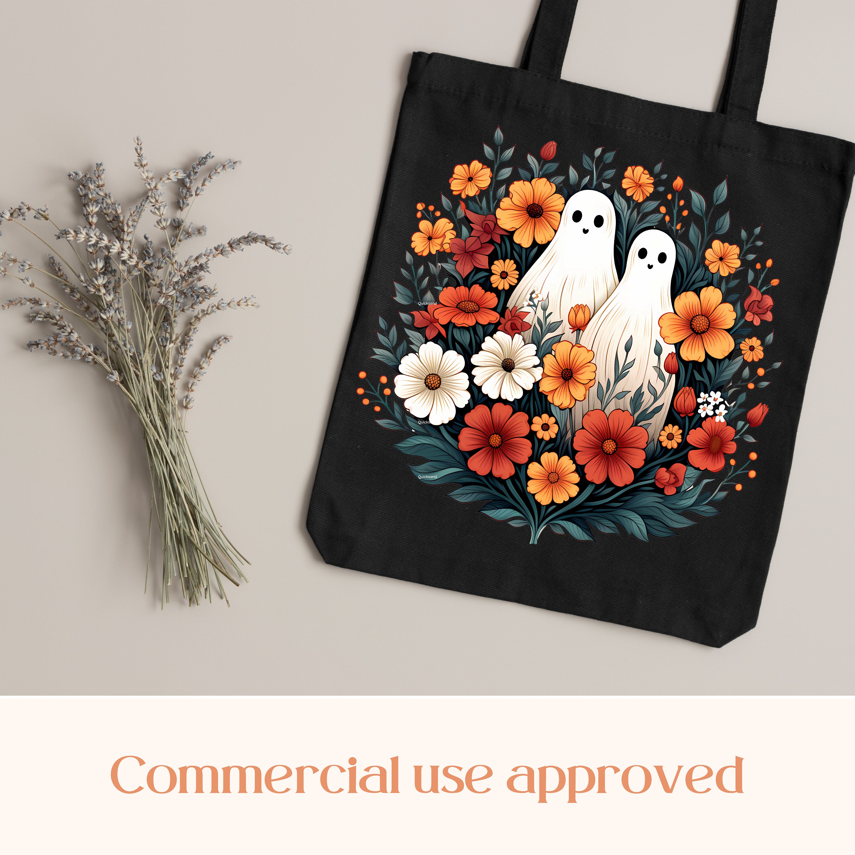 Commercial Use OK Boho Wildflower Ghost PNG Halloween Ghost - Etsy