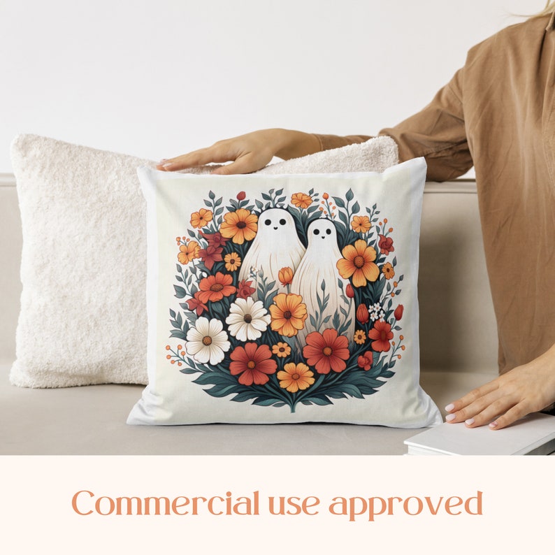 Commercial Use OK Boho Wildflower Ghost PNG Halloween Ghost - Etsy