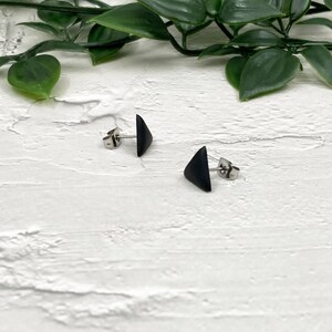 Black Triangle Stud Earrings, Matte Triangle Post Earring, Geometric Jewelry, Mens Stud Earring ...