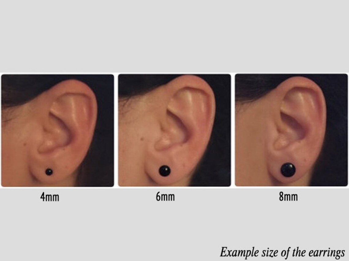 Black Stud Earrings Tiny Small Round Black Earrings Dot Ear | Etsy