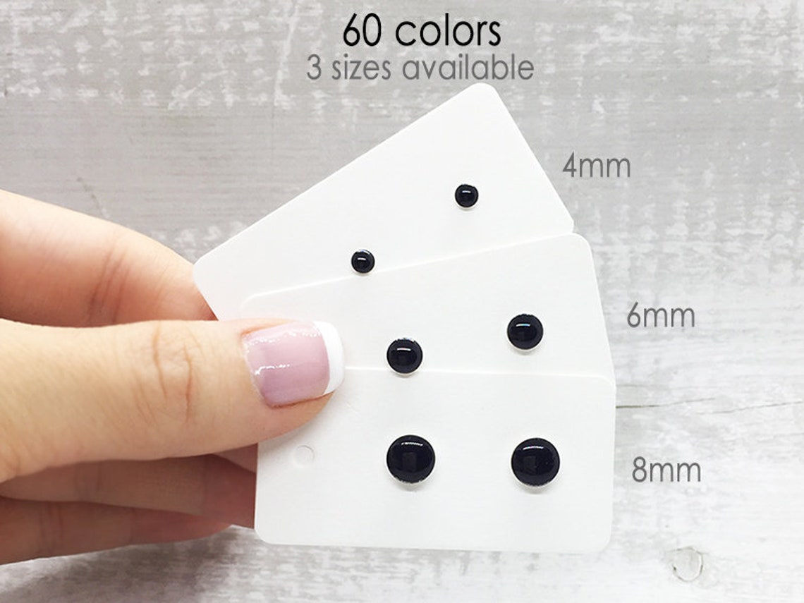 Black Stud Earrings Tiny Small Round Black Earrings Dot Ear | Etsy