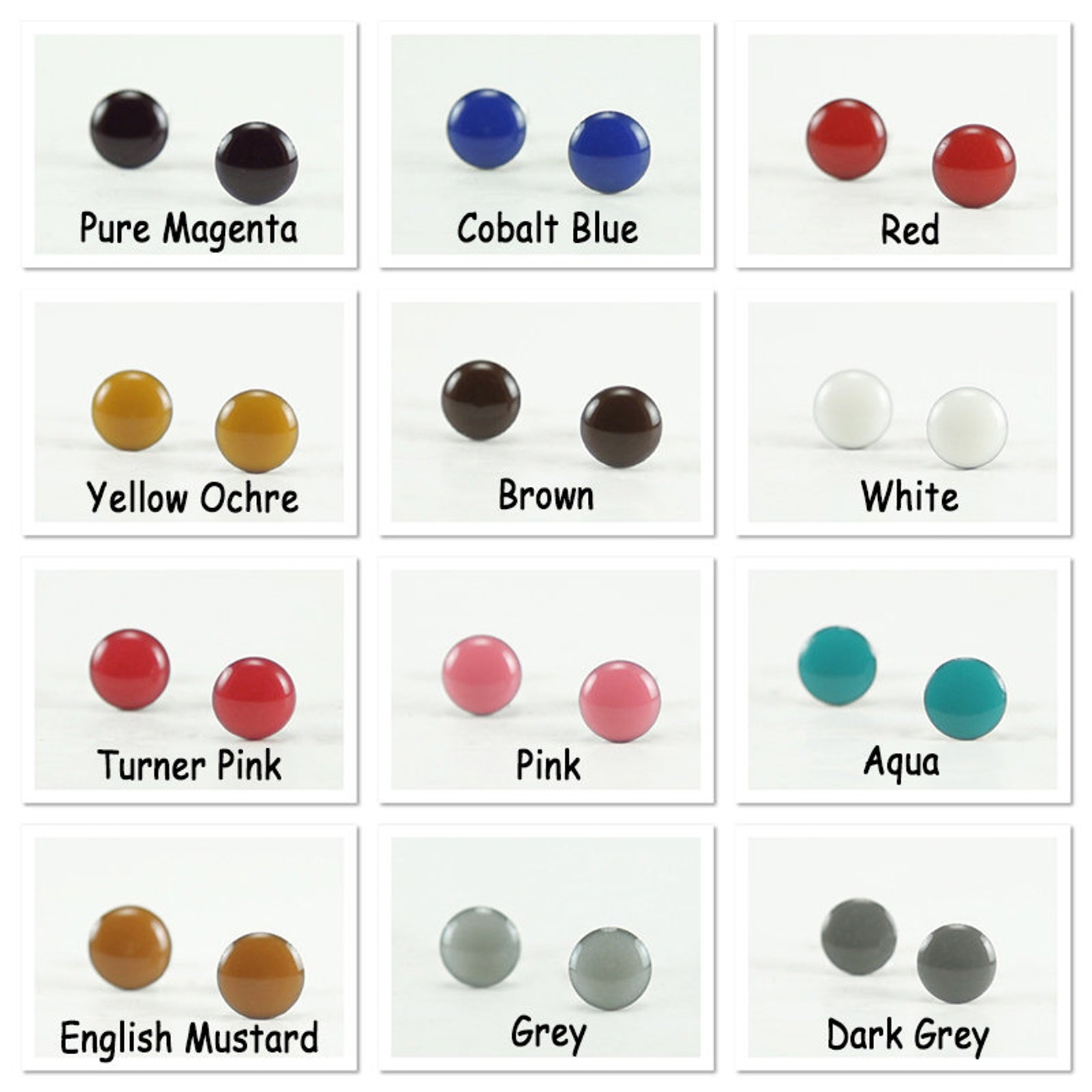 Black Stud Earrings Tiny Small Round Black Earrings Dot Ear - Etsy