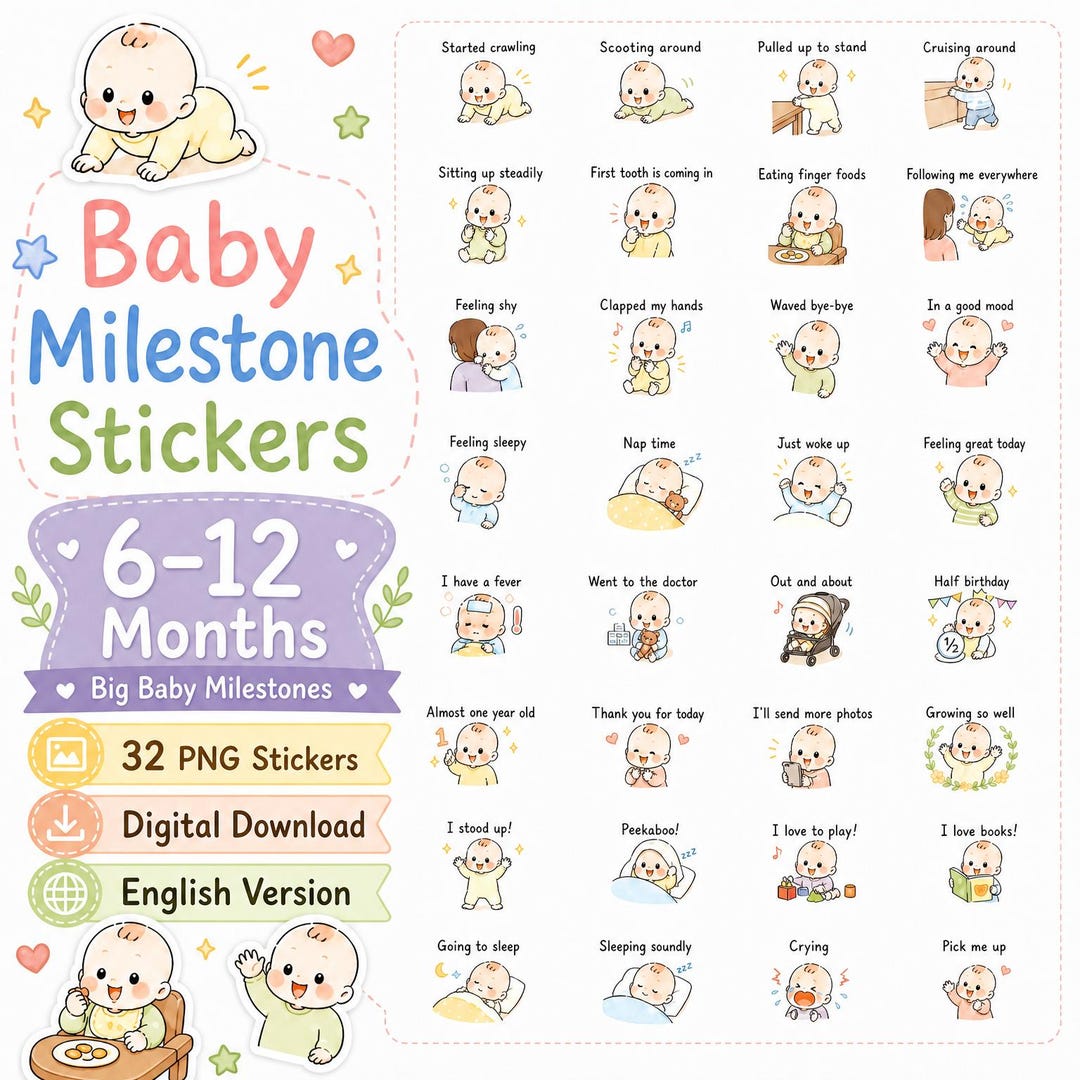 Baby Growth Stickers 6–12 Months - Etsy 日本