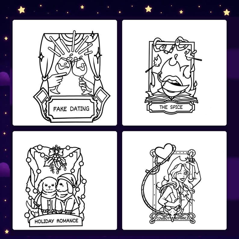 Bookish Tarot Coloring Book – 34 Printable Pages, Spooky-cute Halloween ...