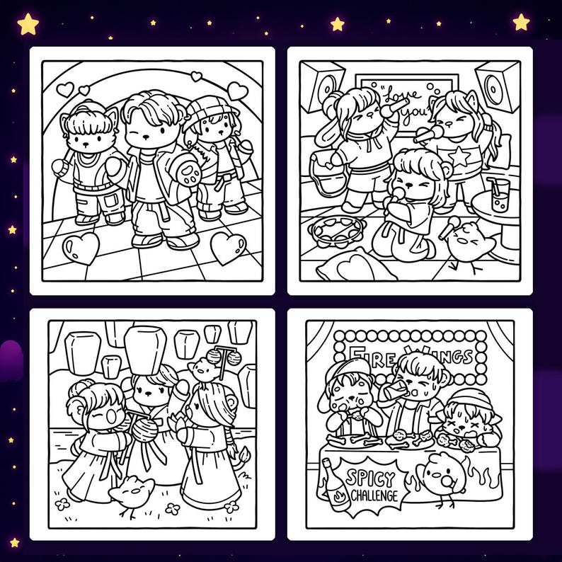 Cozy K-pop Coloring Book – 41 Bold Pages for Kids Adults (digital ...