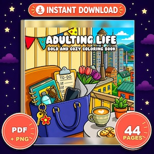 Adulting Life Coloring Book – Bold Easy Pages, 44 Printable Sheets ...