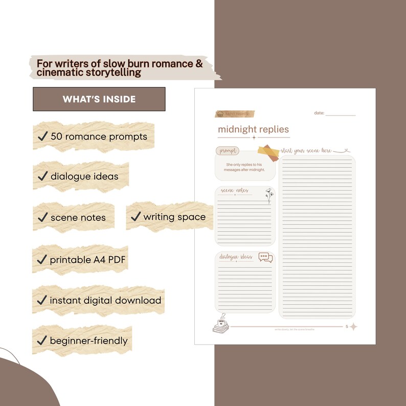 Printable Volume 1 Cozy K-drama Writing Prompt Workbook | 50 Scene ...