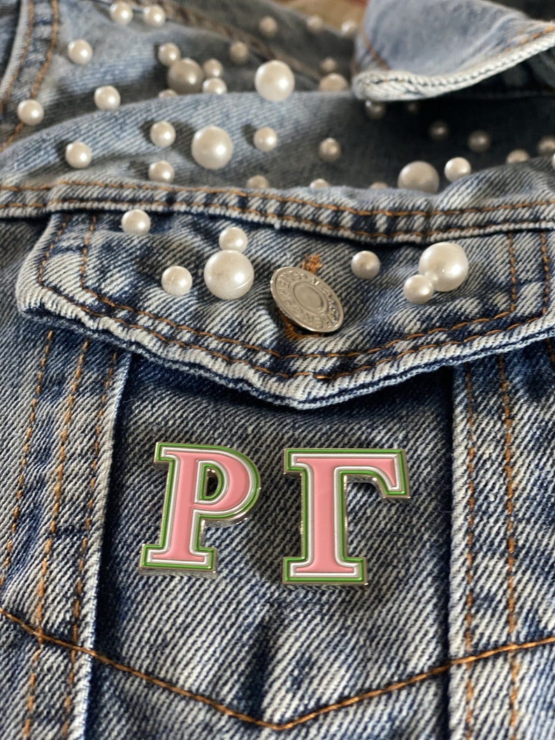 Greek Letter Lapel Pins Individual Pink and Green - Etsy