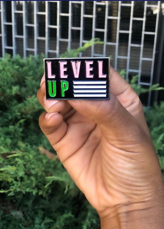 Level up Lapel Pin Pink and Green | Etsy