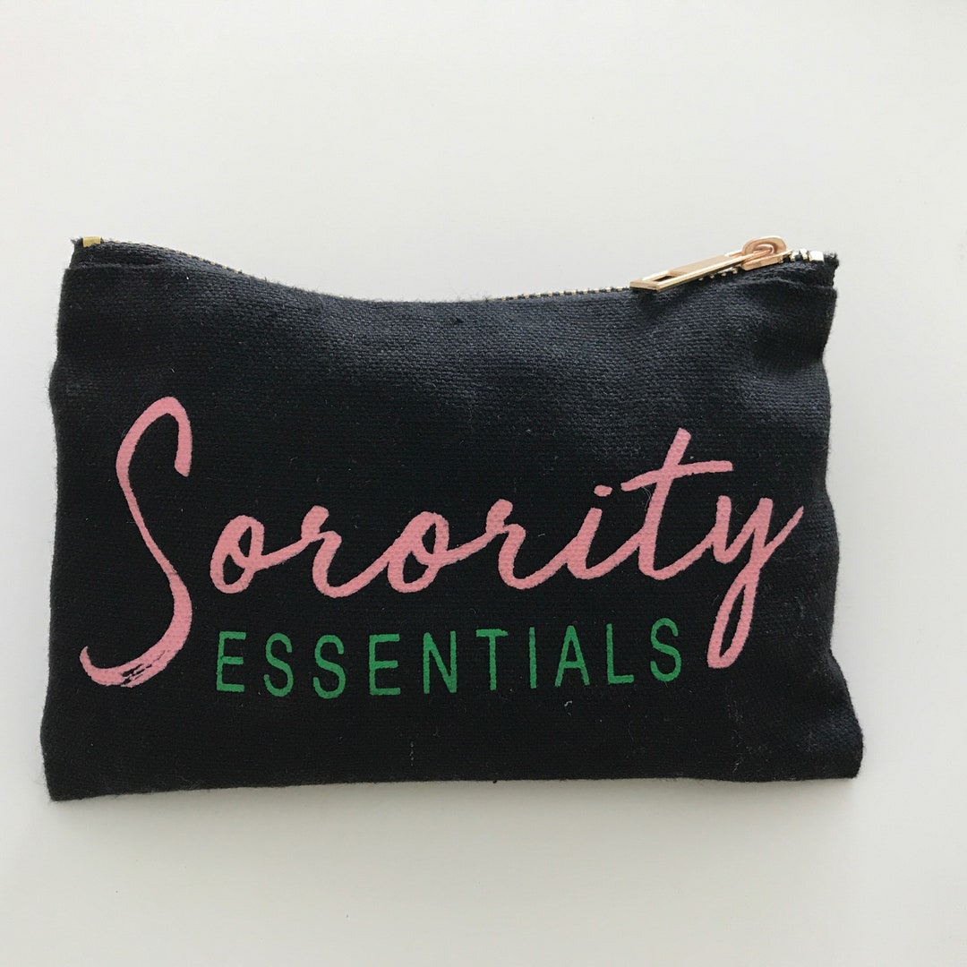 Sorority Essentials Bag - Mini Make-up Bag | Pink and Green - Etsy