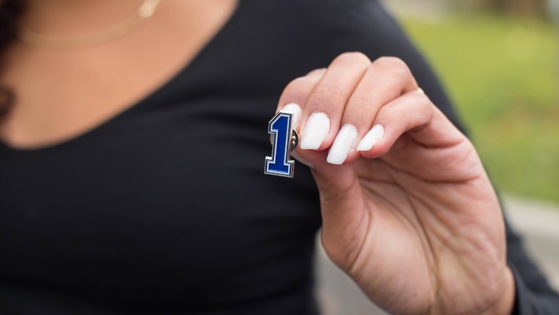 Number Lapel Pins Blue and White - Etsy