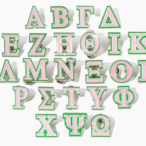 Greek Letter Lapel Pins - Individual | Pink and Green - Etsy