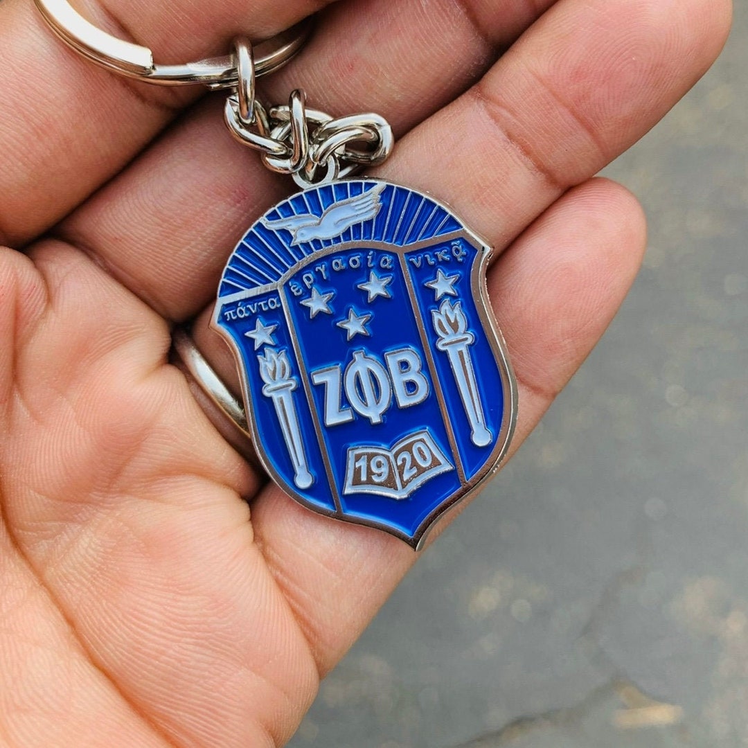 Zeta Phi Beta Shield Crest Key Chain, Zeta, Zphiii, Blue and White - Etsy