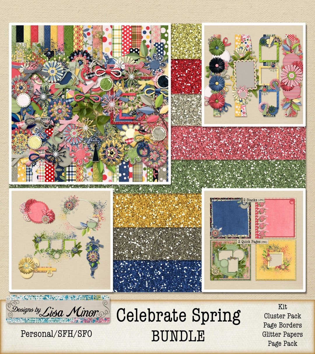 Celebrate Spring BUNDLE DIGITAL Scrapbook Kit INSTANT Download - Etsy