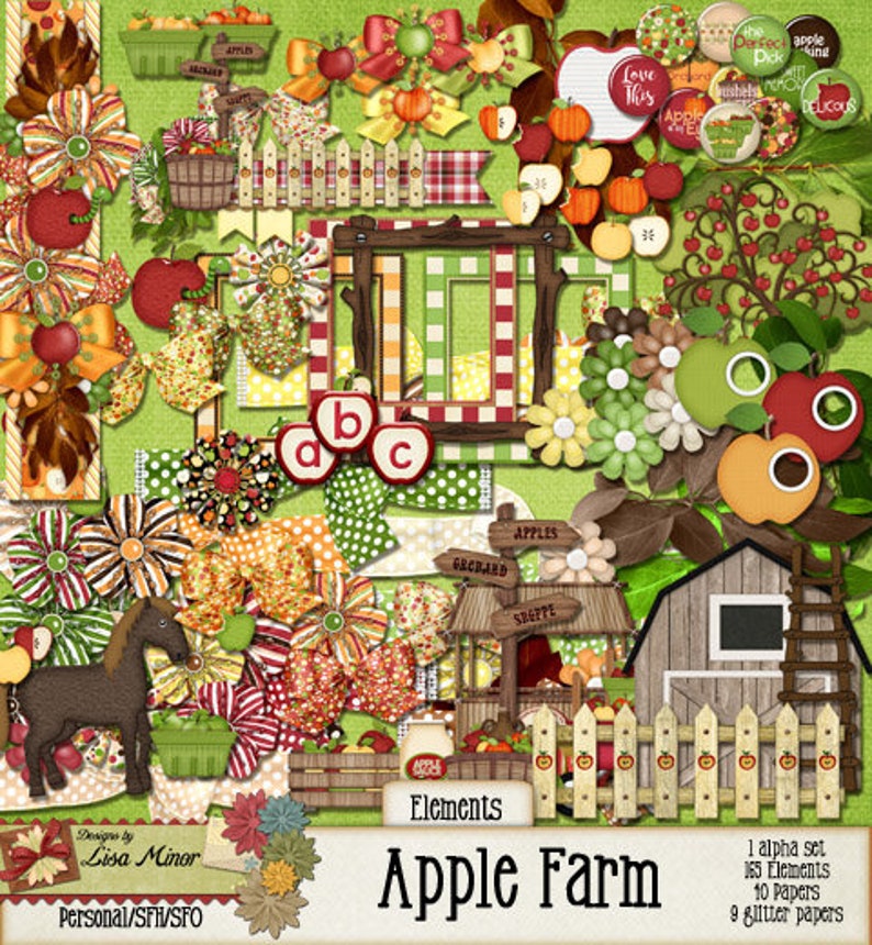 Apple Farm ~ DIGITAL Scrapbook Kit ~ INSTANT Download - Etsy