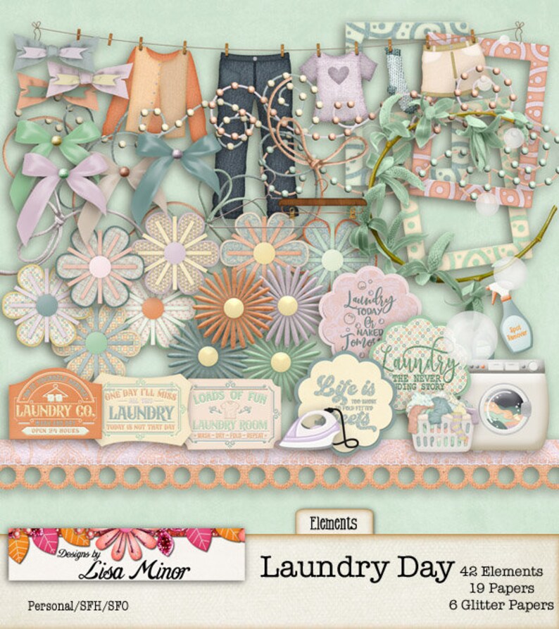 Laundry Day~digital Scrapbook Kit~instant Download - Etsy