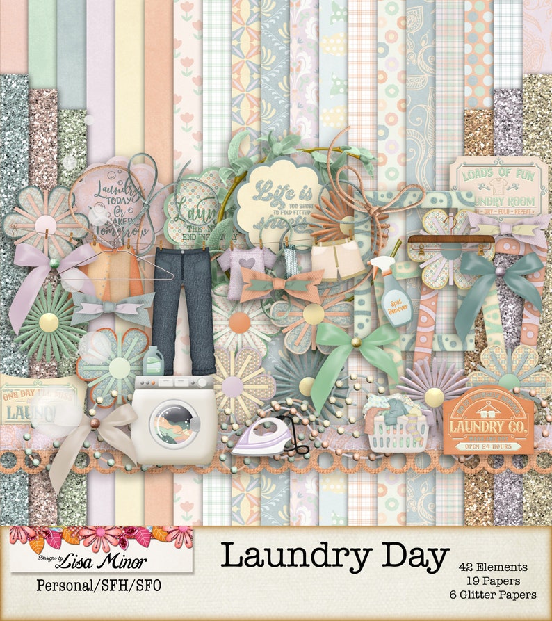 Laundry Day~digital Scrapbook Kit~instant Download - Etsy