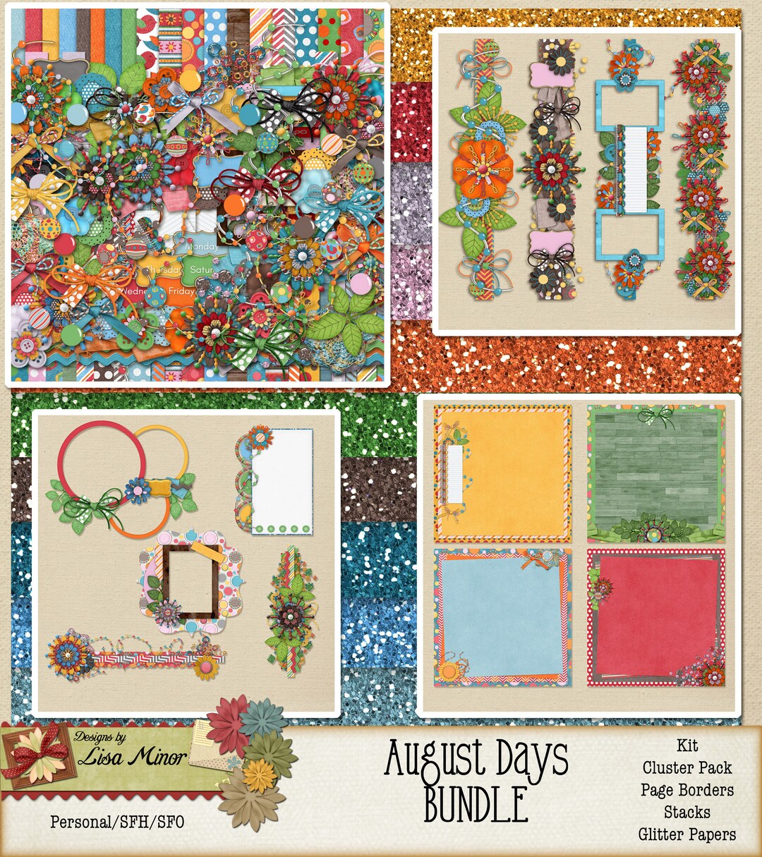 August Days BUNDLE digital Scrapbook Kit INSTANT DOWNLOAD - Etsy