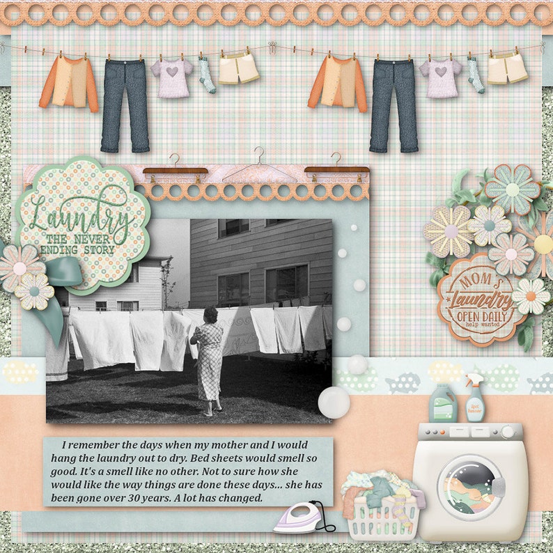 Laundry Day~digital Scrapbook Kit~instant Download - Etsy