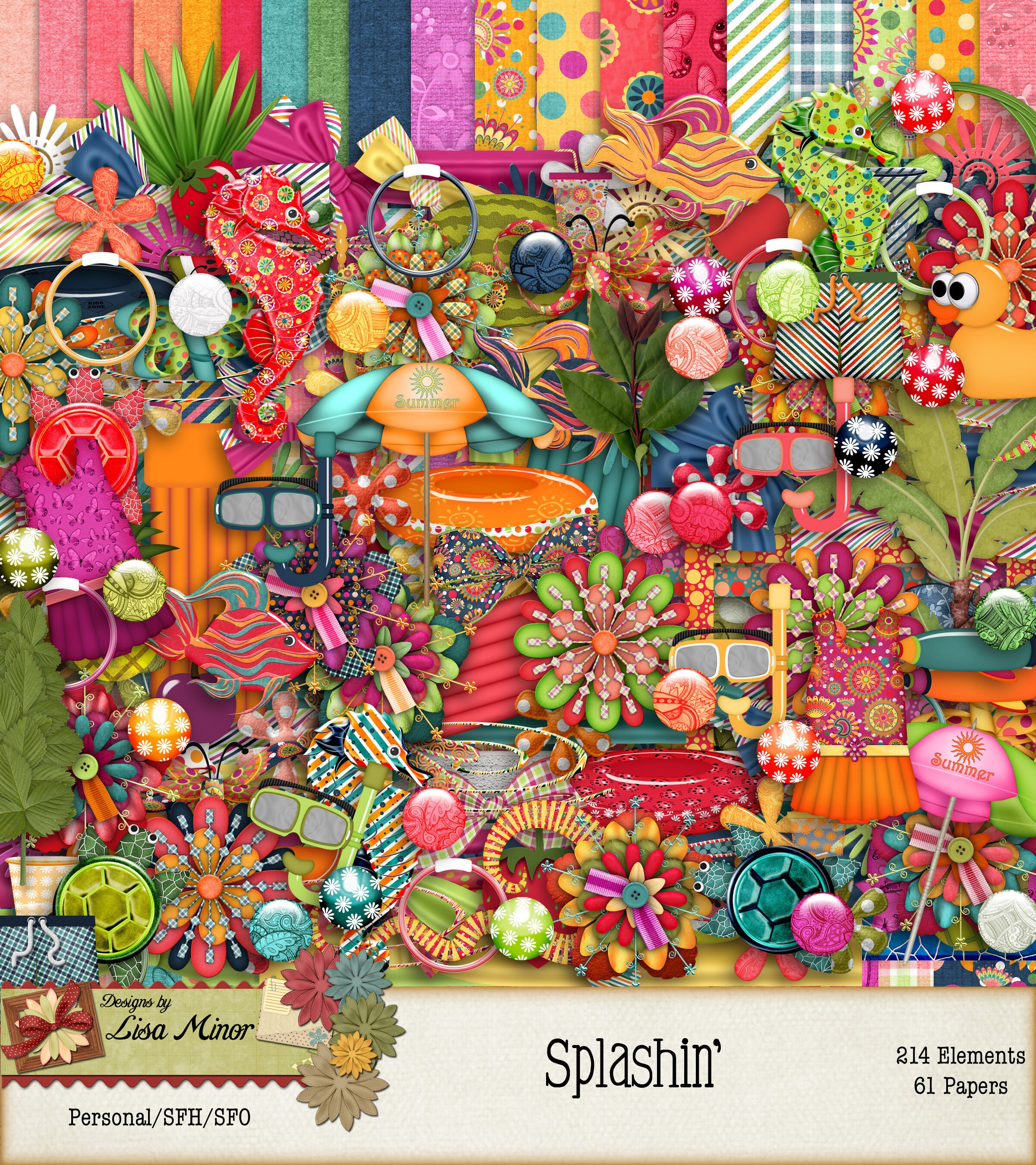 Splashin' ~digital Scrapbook Kit~ Instant Download - Etsy