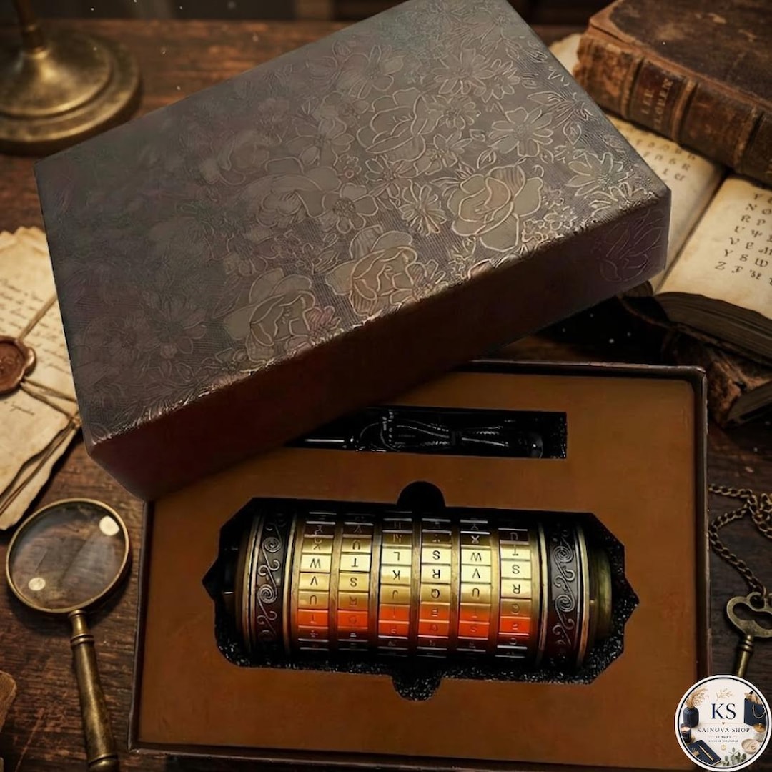 Da Vinci Cryptex Lock Puzzle Box | Antique Bronze Metal Mystery Gift - Etsy