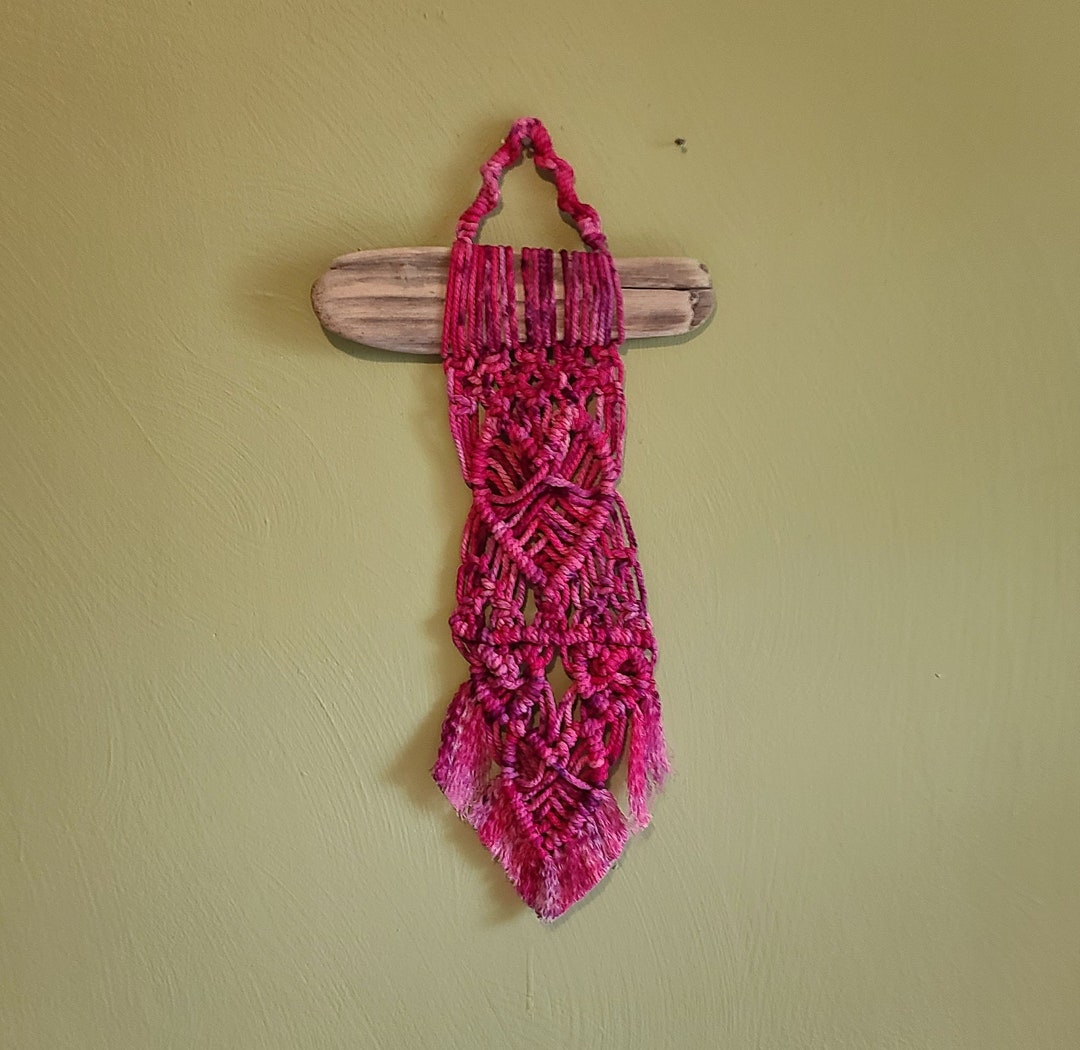 Hand Dyed Macrame Hearts Wall Hanging - Etsy