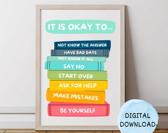 It's Okay to Not Be Okay Poster, Motivational Kids Art, Classroom ...