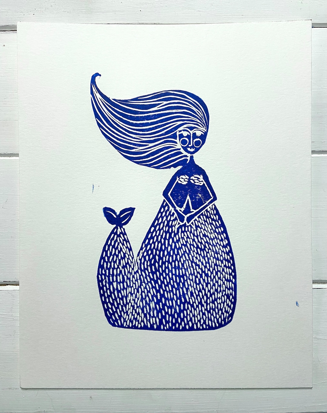 Original Mermaid Linocut Art - Etsy