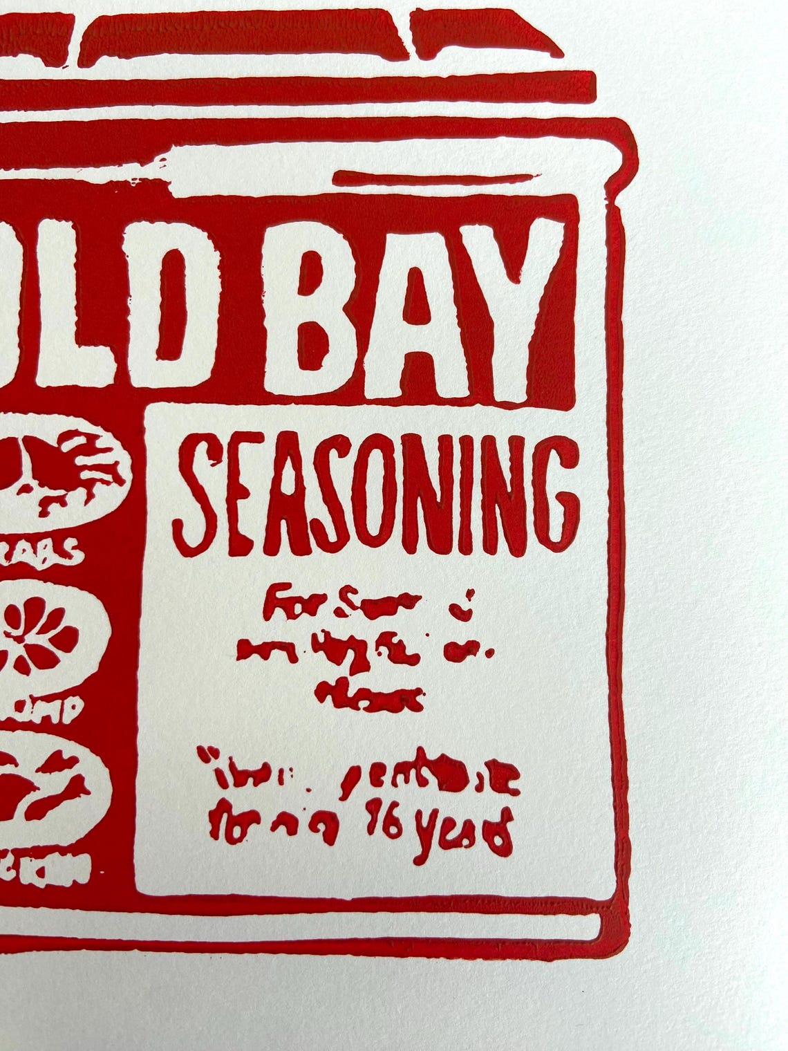 Original Red Old Bay Tin Linocut Art - Etsy
