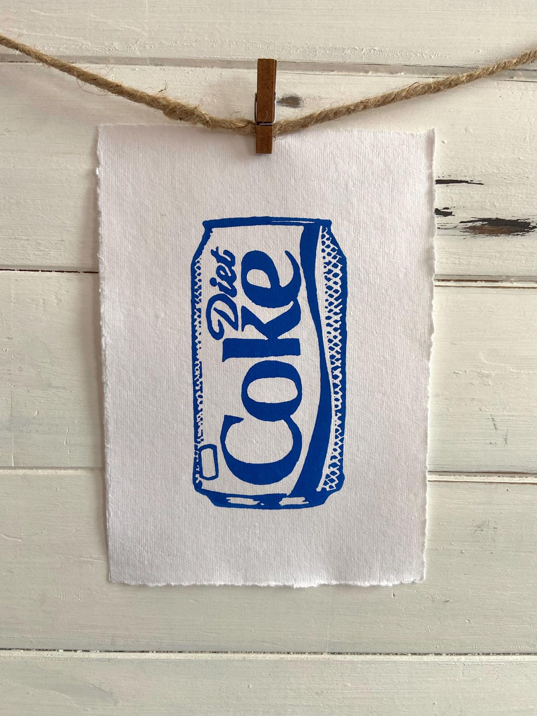 Original Cobalt Blue Diet Coke Linocut Art - Etsy