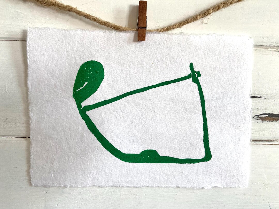 Original Green Alien Doing Yoga Basket Pose Linocut Art - Etsy