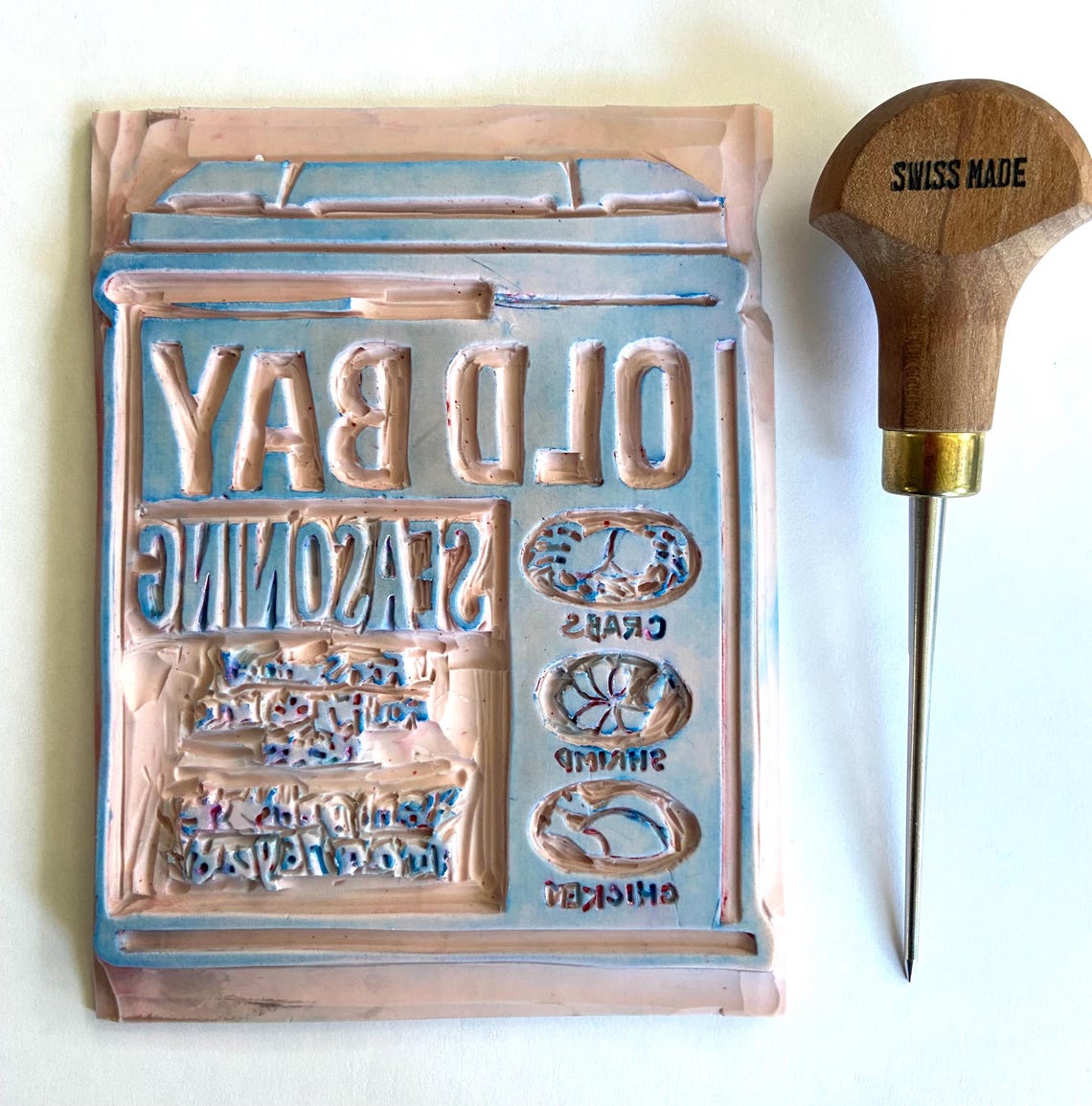 Original Red Old Bay Tin Linocut Art - Etsy