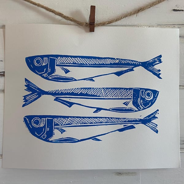 Fish Linocut - Etsy
