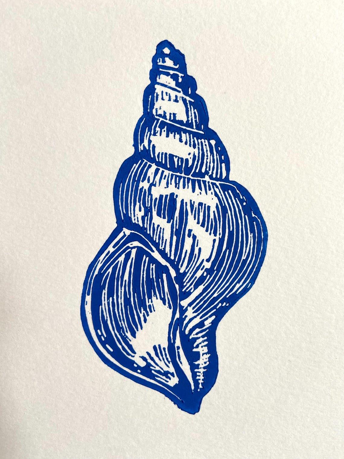 Original Blue Seashell Linocut Art - Etsy
