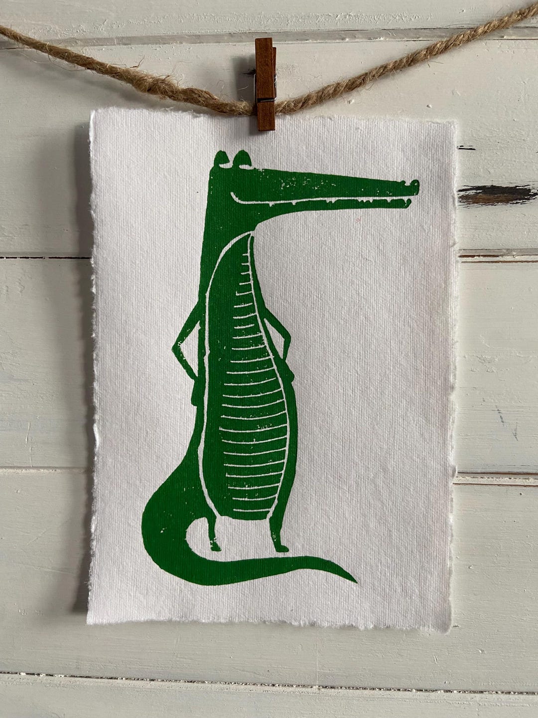 Original Alligator Linocut Art - Etsy