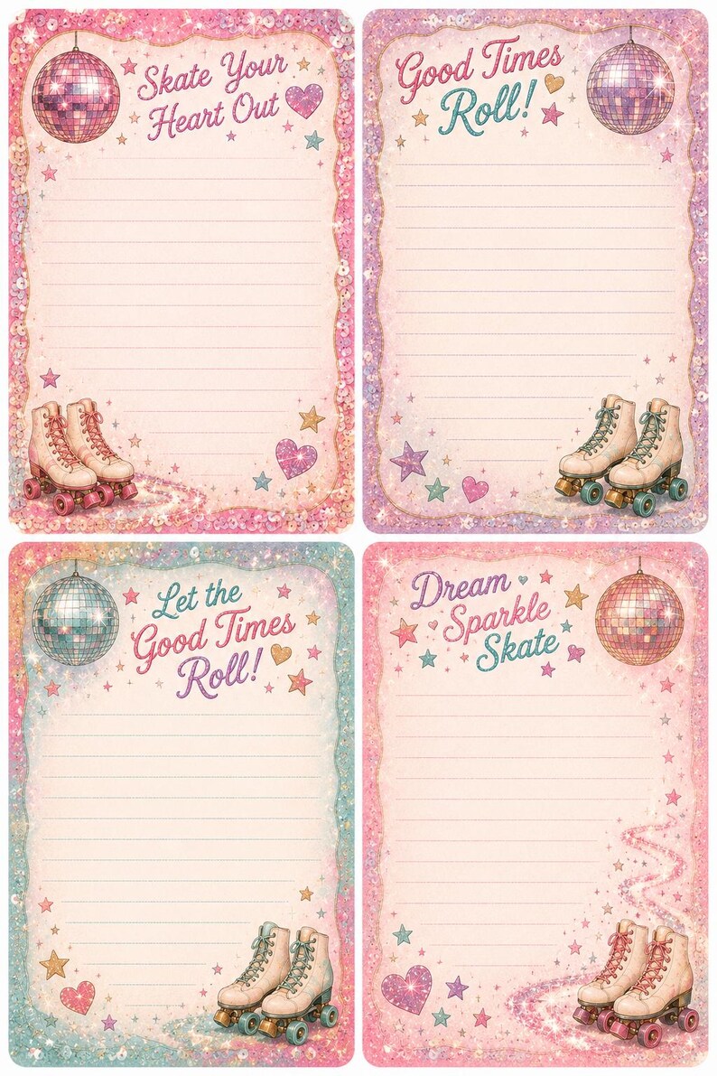 Vintage Roller Skating Writing Pages & Tickets | Skating Journal Kit ...