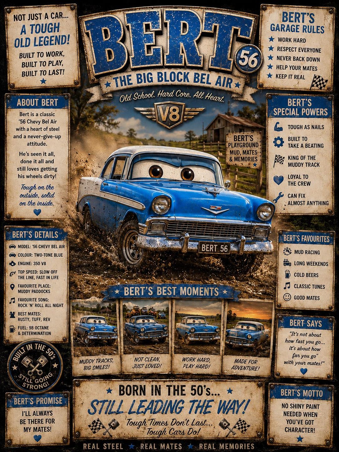 Bert the Big Block Bel Air Printable PNG | Classic 1956 Chevy Bel Air ...