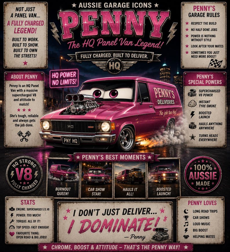 Penny the HQ Panel Van Printable Wall Art | Aussie Garage Icons Poster ...
