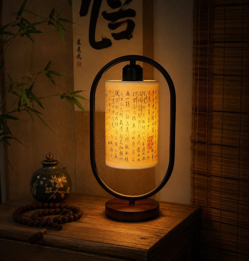 Japanese Style Bedside Lamp, Zen Table Light, Asian Decor Accent ...