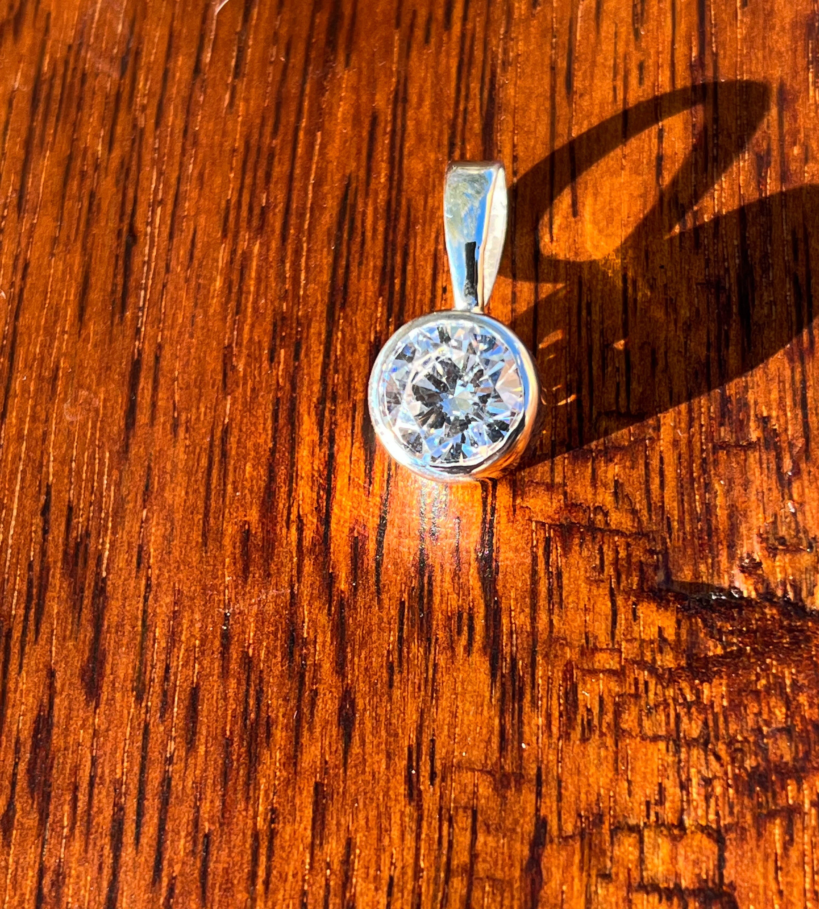 Sterling Silver and CZ Pendant - 8mm Colorless CZ Pendant Sterling Silver and CZ Pendant - 8mm Colorless CZ Pendant