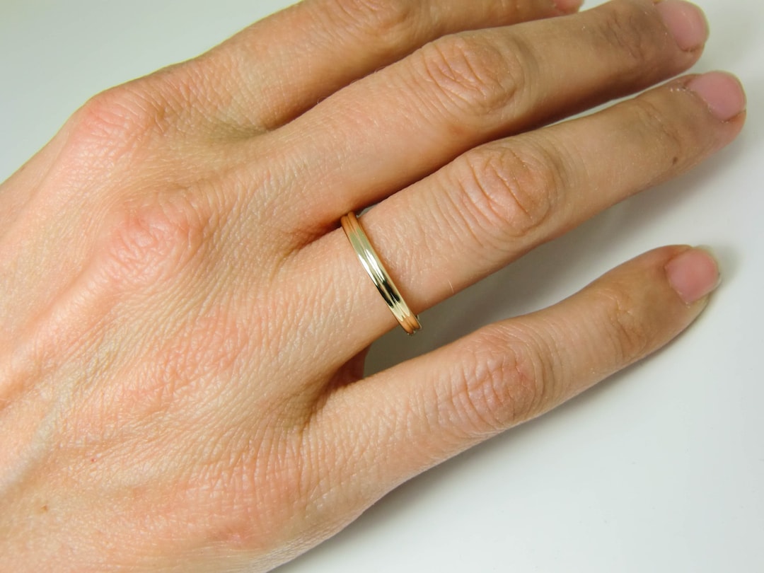 10K Gold Double Band Ring - Joined Forever, Choice of Finish - Etsy