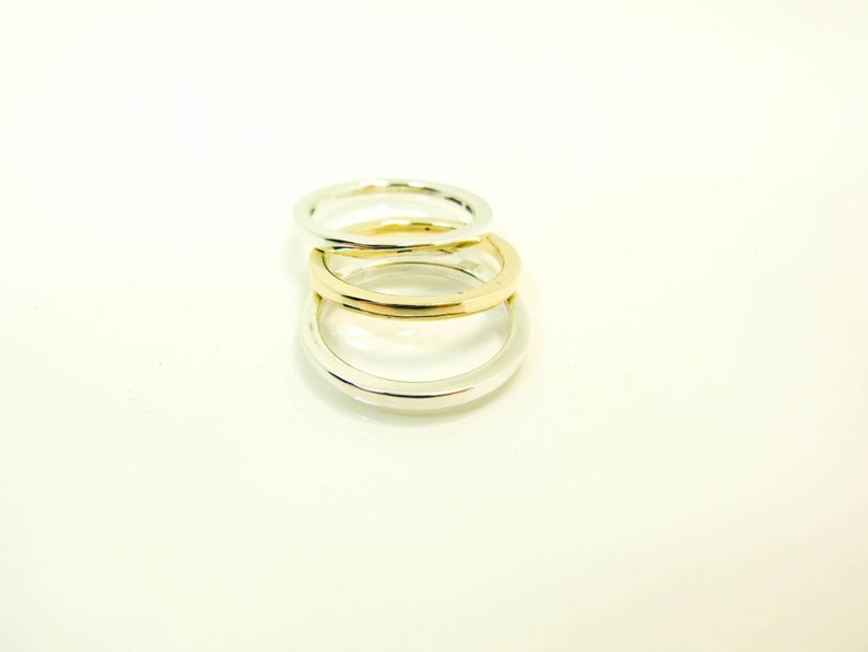 10K Gold & Sterling Silver Stacking Ring Set Gold and Silver - Etsy