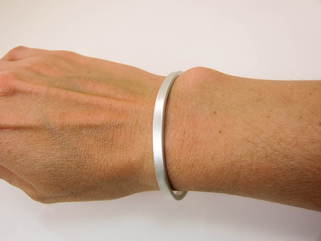 Sterling Silver Cuff - Flat Wire Silver Cuff - Simple Silver Cuff - 4X2 ...