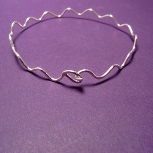 Sterling Silver Bracelet - Silver Zig Zag Bangle - Etsy