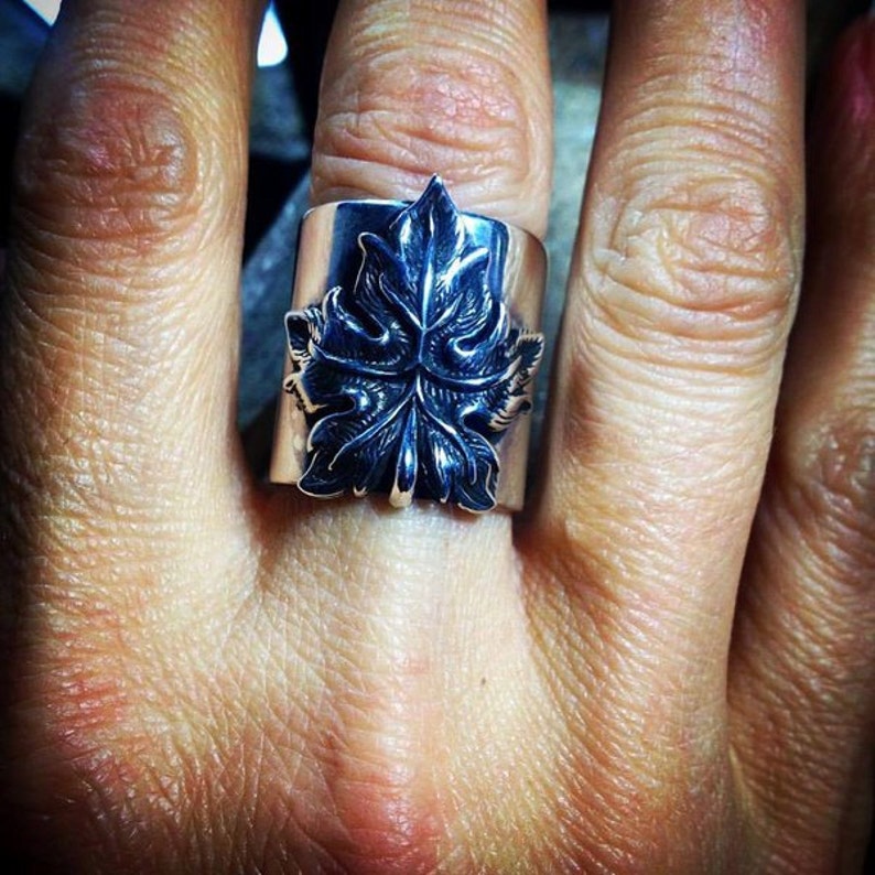 Sterling Silver Maple Leaf Ring Super Wide Leaf Ring Leaf - Etsy