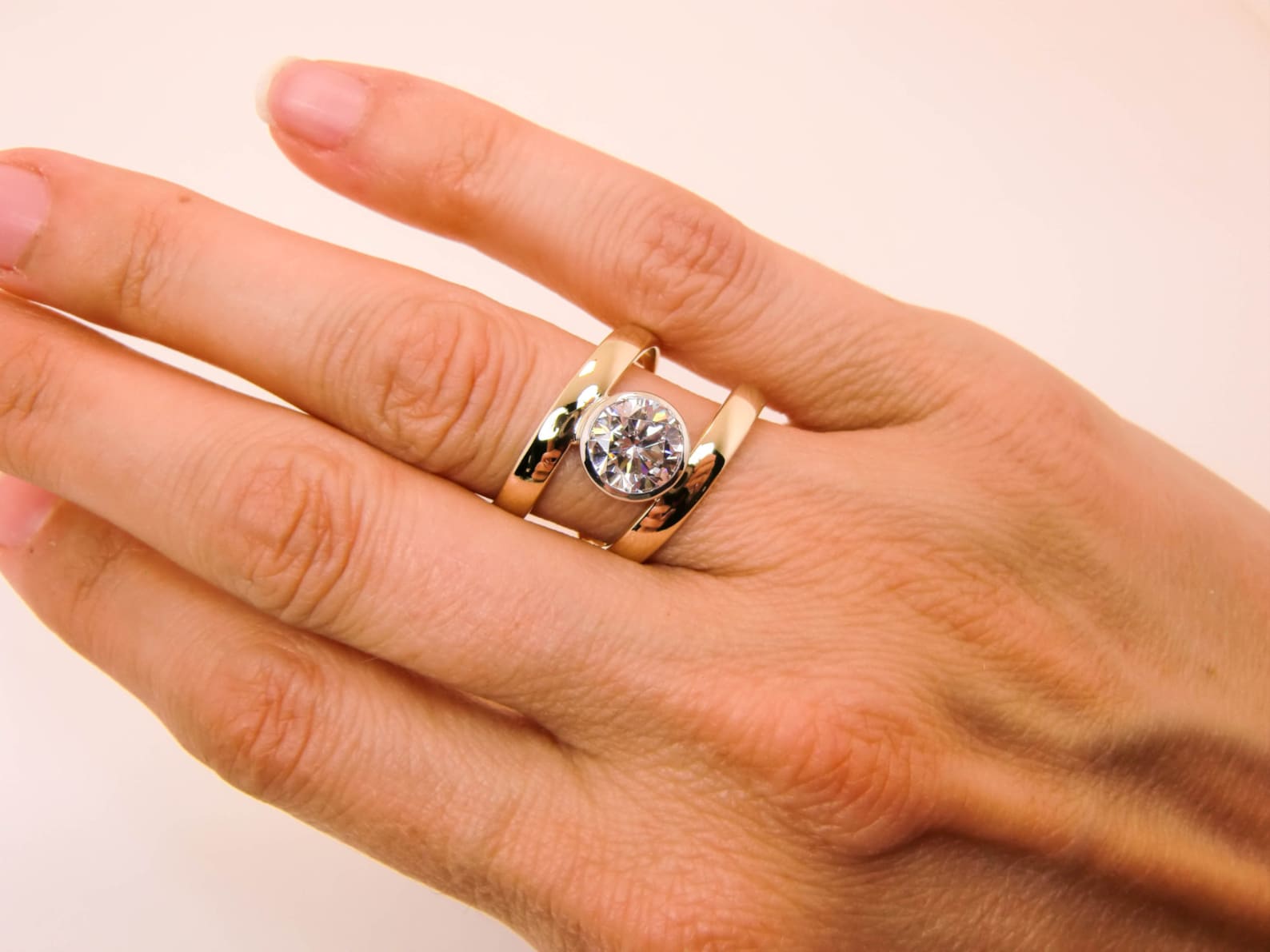 10 Karat Gold Bypass Ring 10K Gold and CZ Bypass Ring 8MM - Etsy