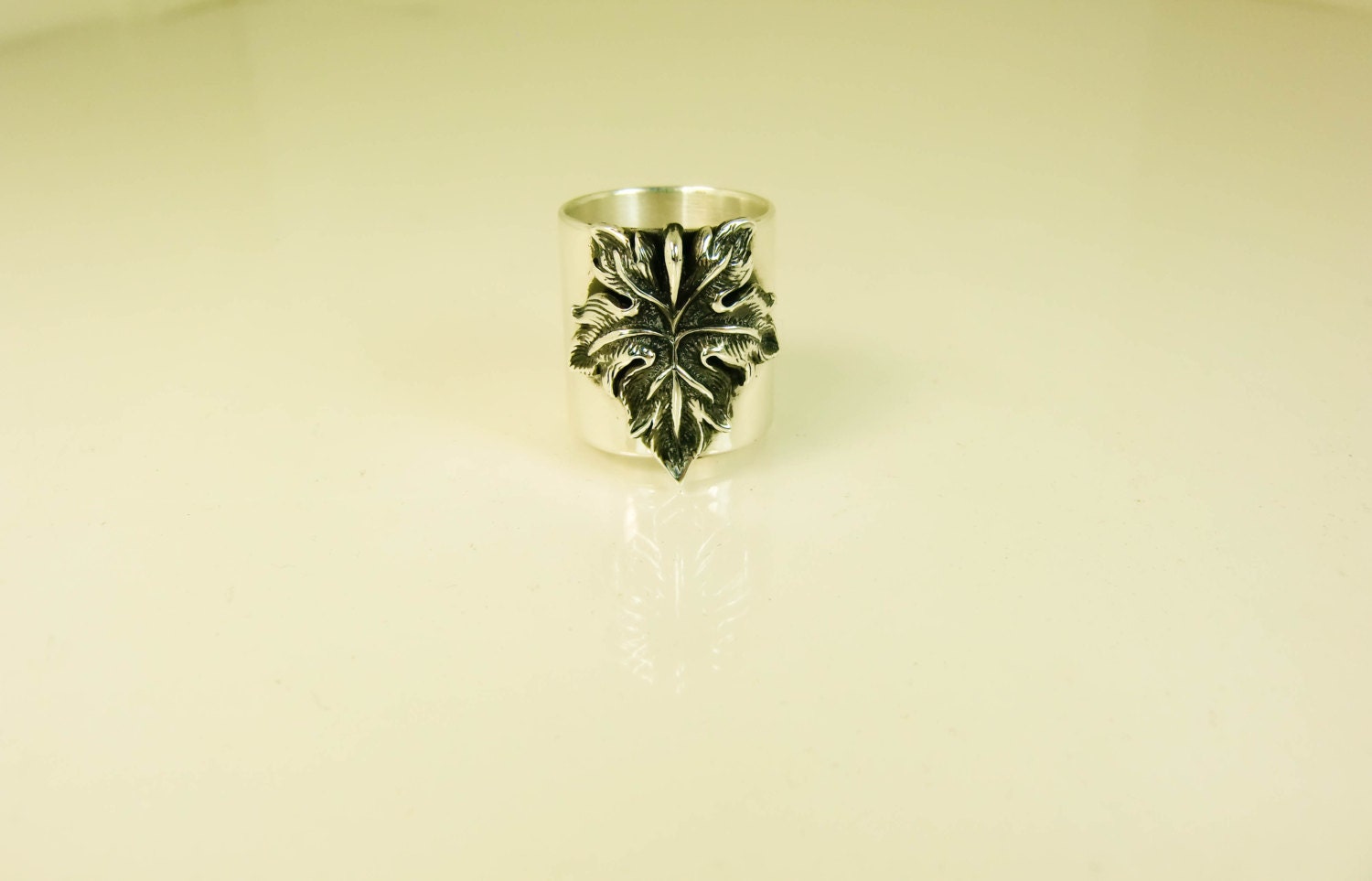 Sterling Silver Maple Leaf Ring Super Wide Leaf Ring Leaf - Etsy