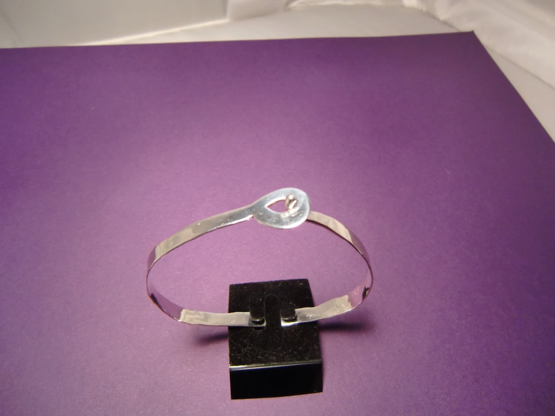 Sterling Silver Forged Locking Bangle - Handmade Hammered Silver ...