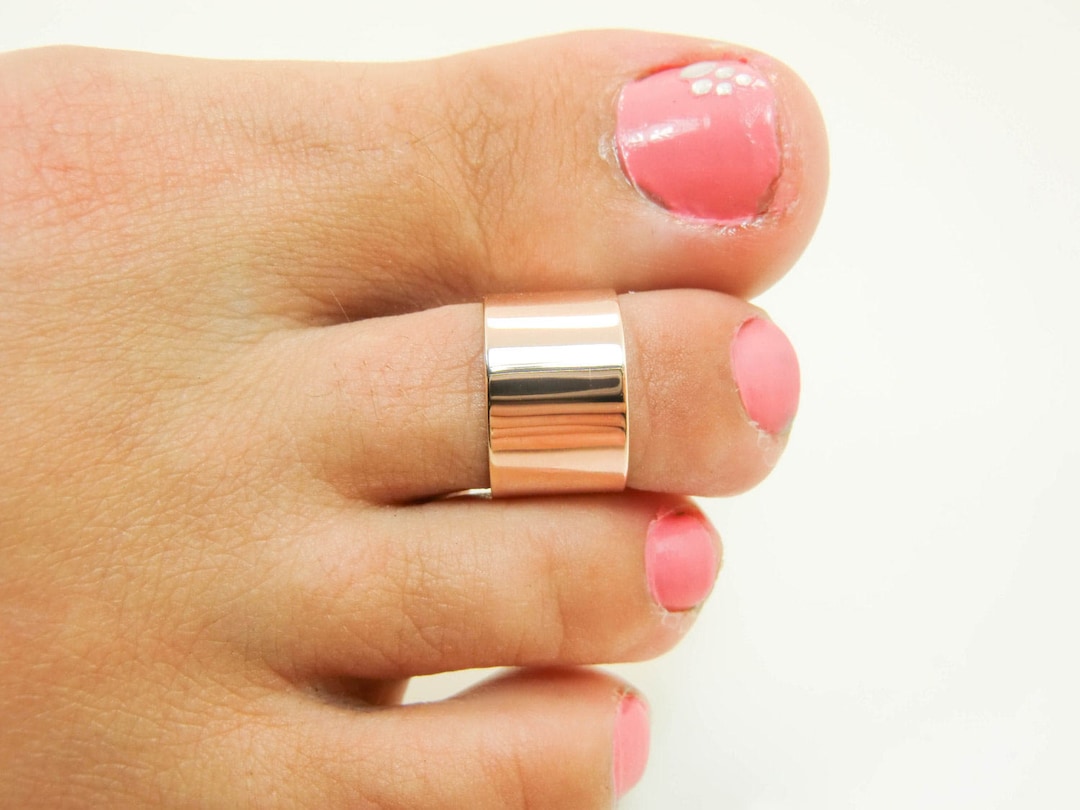 14K Rose Gold Wide Toe Ring - Real 14 Karat Rose Gold Toe Ring - Super ...